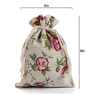 Burlap Bags with Drawstring,4 by 6 Inches Burlap Flower Pouch Bags Gift Bags Jewelry Pouches for DIY Craft Wedding Party,Rose Linen Burlap Bags (Lot of 50)