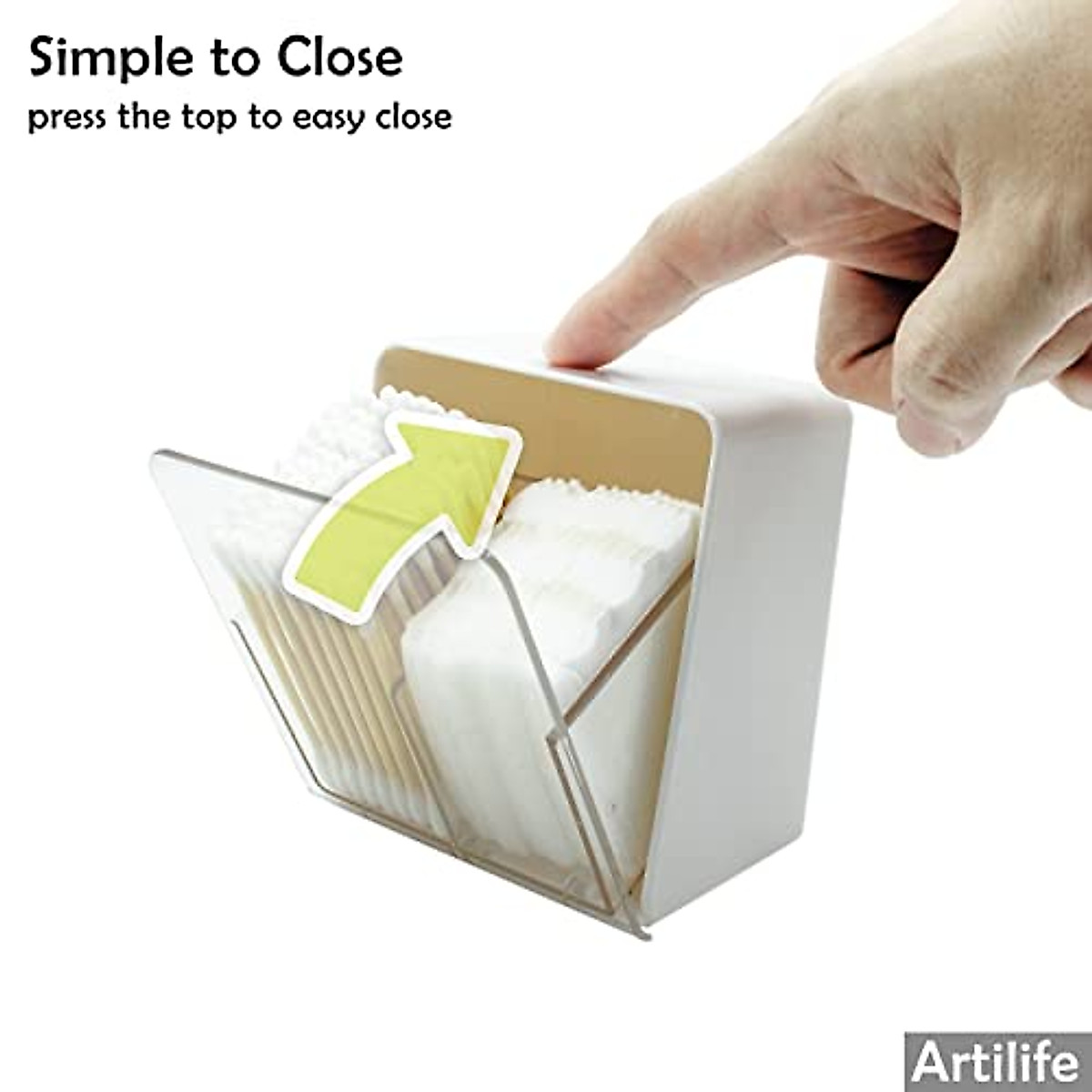 Artilife Bathroom Qtip Holder Canisters for Cotton Swabs, Cotton Balls, Cotton Rounds, Vanity Countertop Storage Organizer Container (1 Pack)