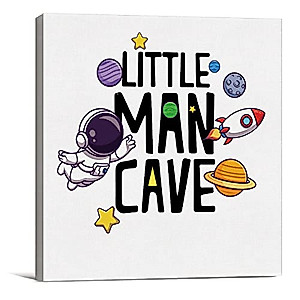 Outer Space Nursery Sign Wall Art Prints Canvas Painting Space Astronaut Little Man Cave Print Home Boys Bedroom Decor 8" x 8"