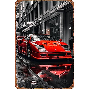 Ferrari F40 Posters Tin Signs Retro Metal Movie Tins for Bar Pub Home Cafes Wall Decor, 8X12 Inch (20X30 CM)