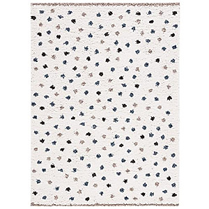 Safavieh Calico Shag Collection 9' x 12' Ivory/Taupe CLC102A Polka Dot Non-Shedding 1.6-inch Thick Area Rug