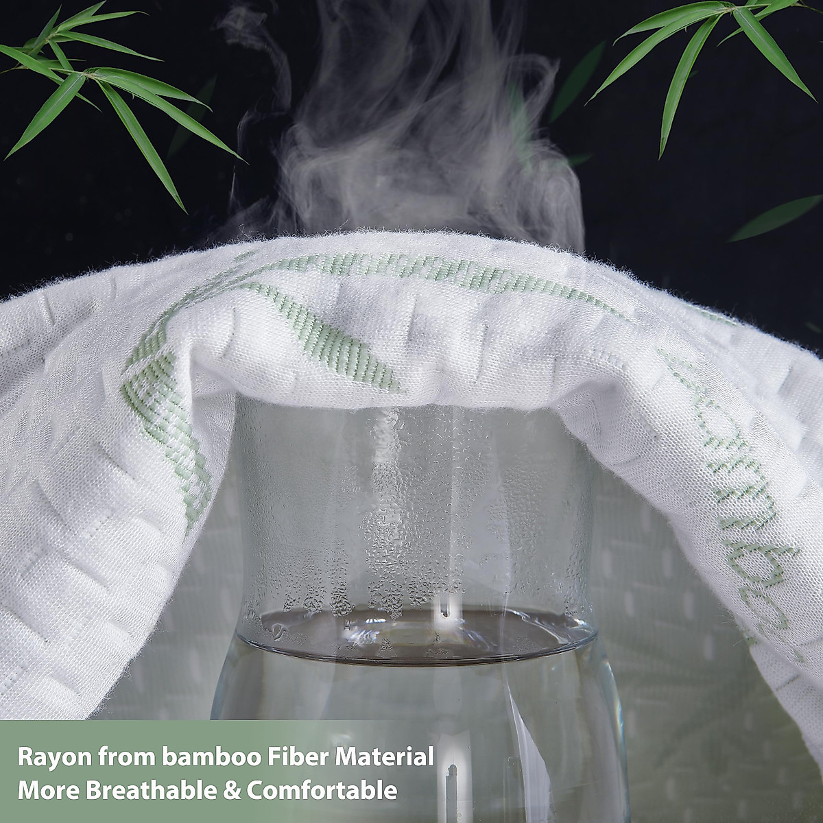 Parkdeny King Mattress Encasement, Waterproof Cooling Rayon from Bamboo, 3D Air Fabric, Breathable, Noiseless, Washable, Fits 5"-15" Deep Mattresses