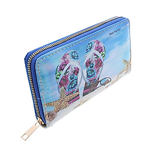 Li'Shay Glossy Zip Around Printed Wallet for Women (Flip Flop)
