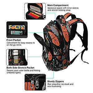 Dussdil Basketball Game Backpack Basket Ball Kids Backpacks Casual Daypack 16 inch Back Pack Laptop Bag Double Zipper Travel Sports Bags with Adjustable Shoulder Strap Backpack for Teens Girls Boys