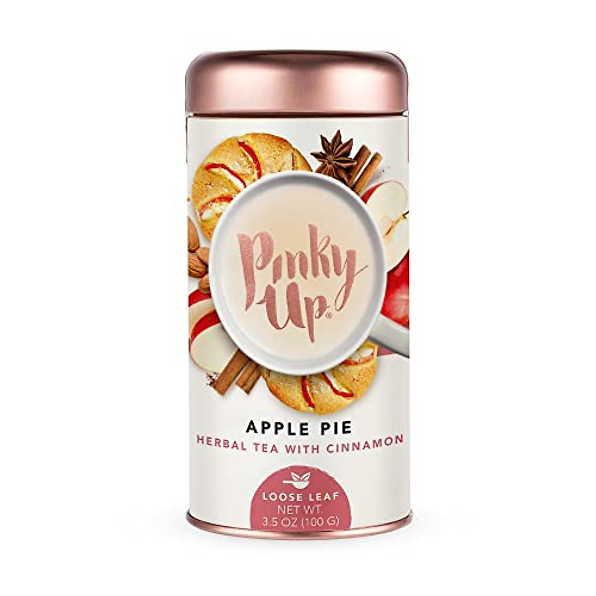 Pinky Up Apple Pie Loose Leaf Tea, Herbal Tea, Caffeine Free, Low Calorie & Gluten Free, 3.5 Oz Tin