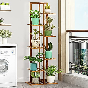 MOAMUN Bamboo Plant Stand 7 Tier 8 Potted Flower Display Rack Planter Stand Holder Shelf for Indoor and Outdoor Patio Garden, Living Room, Corner Balcony and Bedroom