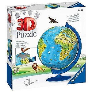 Ravensburger Children's World Globe 180 Piece 3D Jigsaw Puzzle | Easy Click Technology | Displayable Art | Perfect for Kids and Adults | 10.5 in Diameter