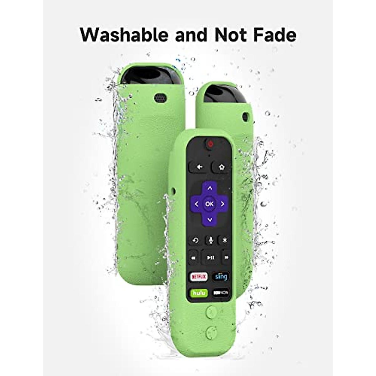 Silicone Remote Case for Roku Ultra 2017/2018(4661) Remote Control Protective Cover for Roku Ultra 4661R with Power Button Remote Anti-Slip Anti-Lost with Hand Strap (Glow in Dark Green)