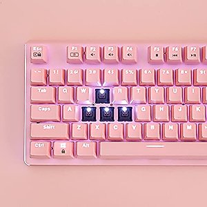 i-rocks K75M Mechanical Keyboard - 104 Keys - with Cherry MX Brown Switches, PBT Keycaps, Backlit LED Light and Shortcut Keys - Programmable Light & Macro Recorder (Pink)