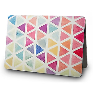 KECC Laptop Case for MacBook Air 13" w/ Keyboard Cover Plastic Hard Shell Case A1466/A1369 2 in 1 Bundle (Color Triangles)