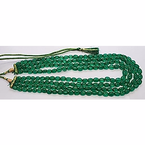 Z.A Gems Natural Green Jade Oval Shape Beads 4 Strands - 8X10 mm Round Beads - Natural Gemstone Beads for Jewelry Making Strand 24 Inch.