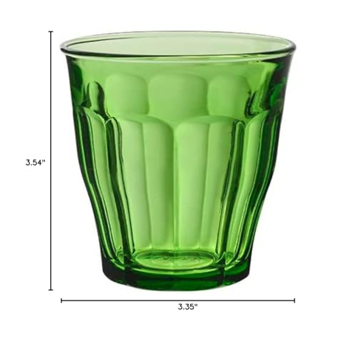 Duralex Made In France Picardie Glass Tumbler Drinking Glasses Set of 4. Size 8-3/8 oz, Mixed Colors: Plum, Green Marine Blue, Grey.