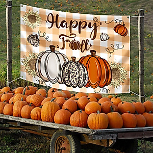 Happy Fall Backdrop Extra Large Thanksgiving Fall Party Decorations Fall Harvest Pumpkin Backdrop Banner for Thankgiving Autumn Party Supplies