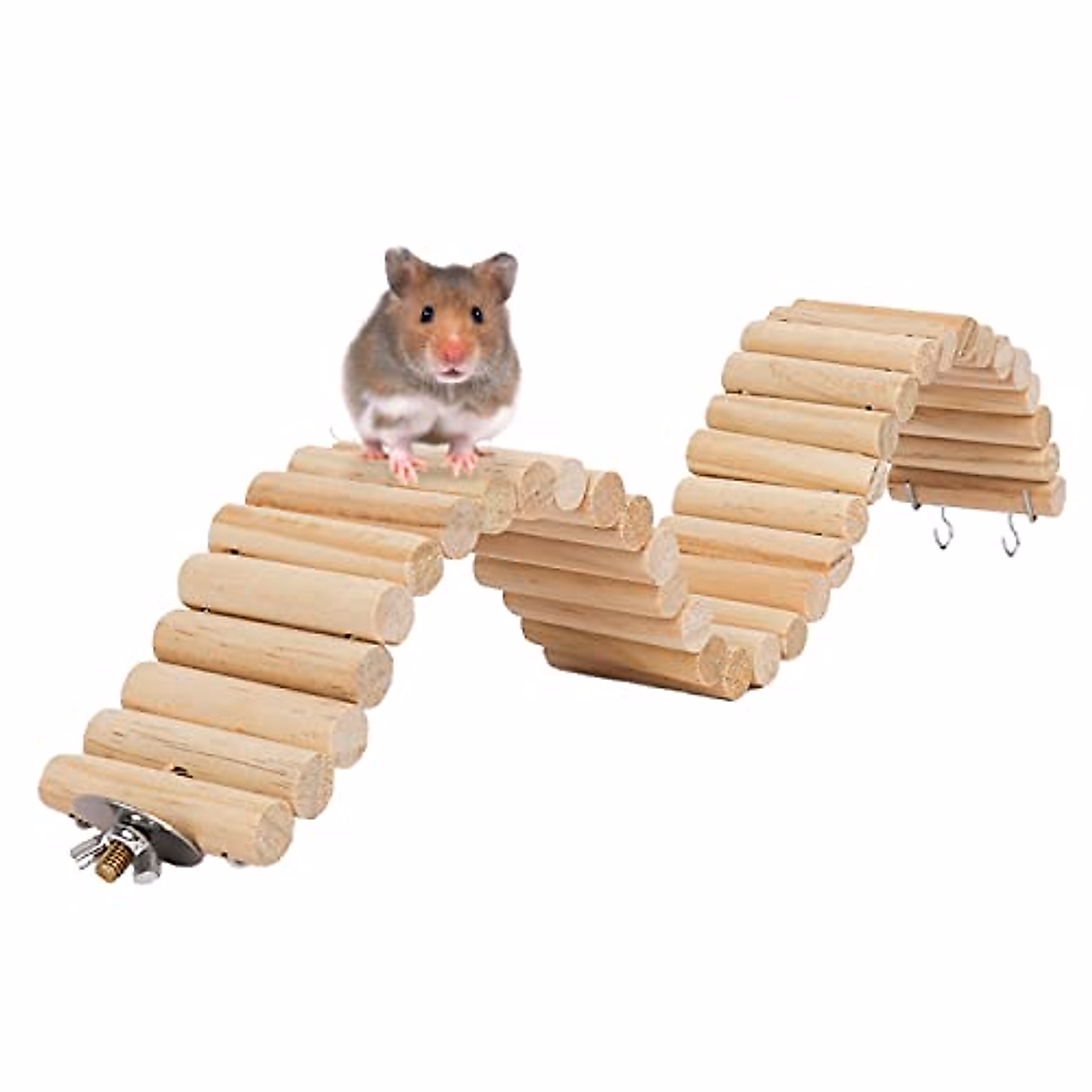 Hamiledyi Hamster Bridge,Hamster Wooden Bridge Bendy Climbing Ladder,Hamster Long Suspension Bridge Chew Toys for Hamster Rat Mice Gerbil Chinchilla Guinea Pig Chipmunk Sugar Glider
