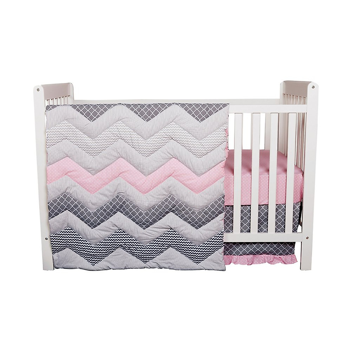 Trend Lab Cotton Candy 3 Piece Crib Bedding Set, Can Be Used As A Blanket Or A Playmat for Tummy Time, Includes Quilt, Fitted Crib Sheet and Skirt