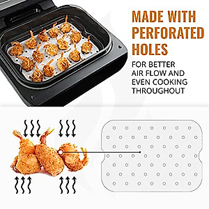 Air Fryer Parchment Paper Liners for Ninja Foodi XL Smart FG551 6-in-1 Indoor Grill, Ninja Foodi Accessories, Air Fryer Liners and Reusable Heat Resistant Mat, Air Fryer Accessories by INFRAOVENS