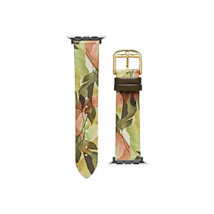 Ted Baker Green & Nude Floral Print Leather Strap for Apple Watch® (Model: BKS42F104B0)