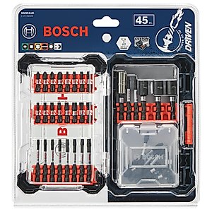 BOSCH SDMSD45 45-Piece Driven Impact Tough Screwdriving Custom Case Assorted Set with Included Storage Case
