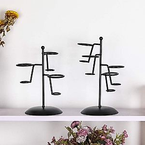 Black Iron Ice Cream Cone Holder Stand with Base 3 Holes to Display Snow Cones Sushi Hand Rolls Popcorn Candy French Fries Sweets Savory