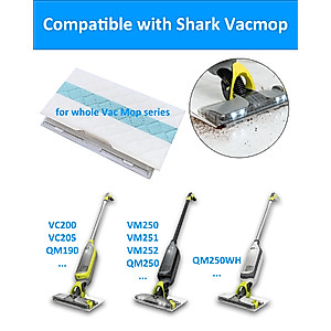 Portek Vac Mop Replacement Pads for Shark VACMOP VM252 VM250 VM200 VM190 VMP30, Upgrade Disposable Vacmop Pad Refills (10 Count, White)