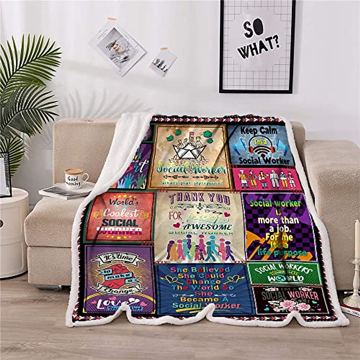 CYREKUD Social Worker Gifts for Women Blanket,Social Worker Gifts Throw Blanket,Social Worker Office Decor Blanket,Social Worker Soft Warm Blanket for Home Bedroom Sofa Couch Christmas Decor 50"x 60"