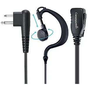 commountain CP200D CP100D Earpiece Compatible for Motorola Radios R2 CP200 CP185 BPR40 BPR40D CLS1410 CLS1110 DTR700 DTR650 RDU4100 RDU4160D RMU2040 RMU2080D CLS CP, G Shape Earhook Headset Ear Piece