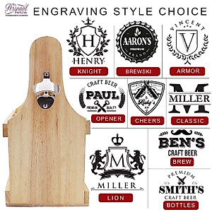 Custom Personalized Wooden 6 Pack Beer Caddy Carrier with Stainless Steel Opener