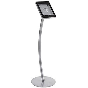 iPad Kiosk Display Stand for Floor, Curved Post, Rotating and Tilting, Locking Enclosure - iPad 2, 3, 4 and Air, Hidden Home Button