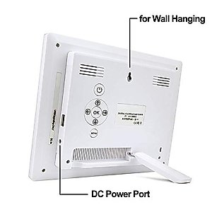 JALL 【Upgraded】 Digital Calendar Alarm Day Clock - with 8" Large Screen Display, am pm, 5 Alarm, for Extra Large Impaired Vision People, The Aged Seniors, The Dementia, for Desk, Wall Mounted, White
