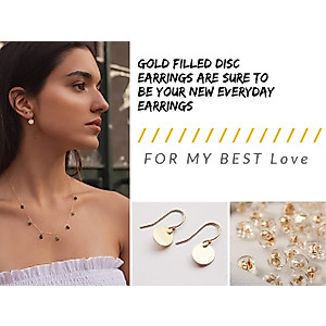 Gold Circle Disc Dangle Drop Earrings for Women Lightweight Small Round Hoop Statement Earrings Minimalist Jewelry Christmas Gift for Her