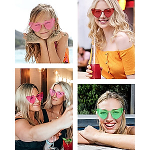 Dllween Green Heart Shaped Sunglasses Rimless Heart Sunglasses Colorful Heart Glasses for Women Party Favor, 8 Pairs