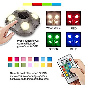 HONWELL Patio Umbrella Light Outdoor Wireless Battery Operated LED Table Umbrella Lights with Remote, 12 Color Changing Outside Umbrella Pole Light, Camping Lights for Umbrellas (Brown)