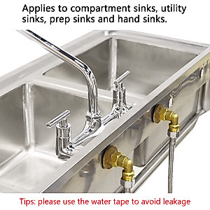 Wall Mount Faucet Installation Kit, Faucet Mounting Kit for Commercial Kitchen Faucet Backsplash Mount Connector Adapter Set on Stainless Steel Compartment Prep & Utility Sink