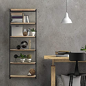 American Art Decor Wood and Metal 6 Tier Wall Mounted Shelving Unit (42” x 16” x 7.25”)