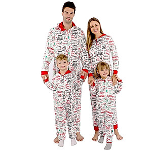 ANGELGGH Family Matching Christmas Onesie Pajamas, Vacation Cute Printed One Piece Pajamas, Xmas Hooded Holiday Sleepwear (Men, XL, White-snowman)