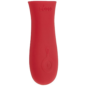 Lodge Cast Iron Square 11" Griddle & Silicone Hot Handle Holder - Red Heat Protecting Silicone Handle for Cast Iron Skillets with Keyhole Handle