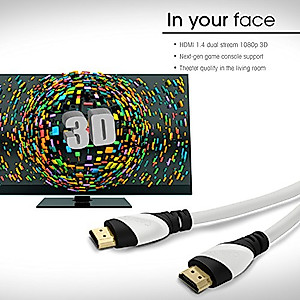 35 Ft HDMI Cable, GearIT Pro Series HDMI Cable 35 Feet High Speed Ethernet 4K Resolution 3D Video and ARC Audio Return Channel HDMI Cable, White