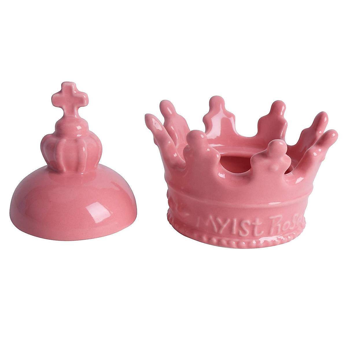 Vencer Ceramic Keepsake Box and Rosary Gifting Set, My First Rosary Cross for Boys and Girls,Pink,VBK-002P