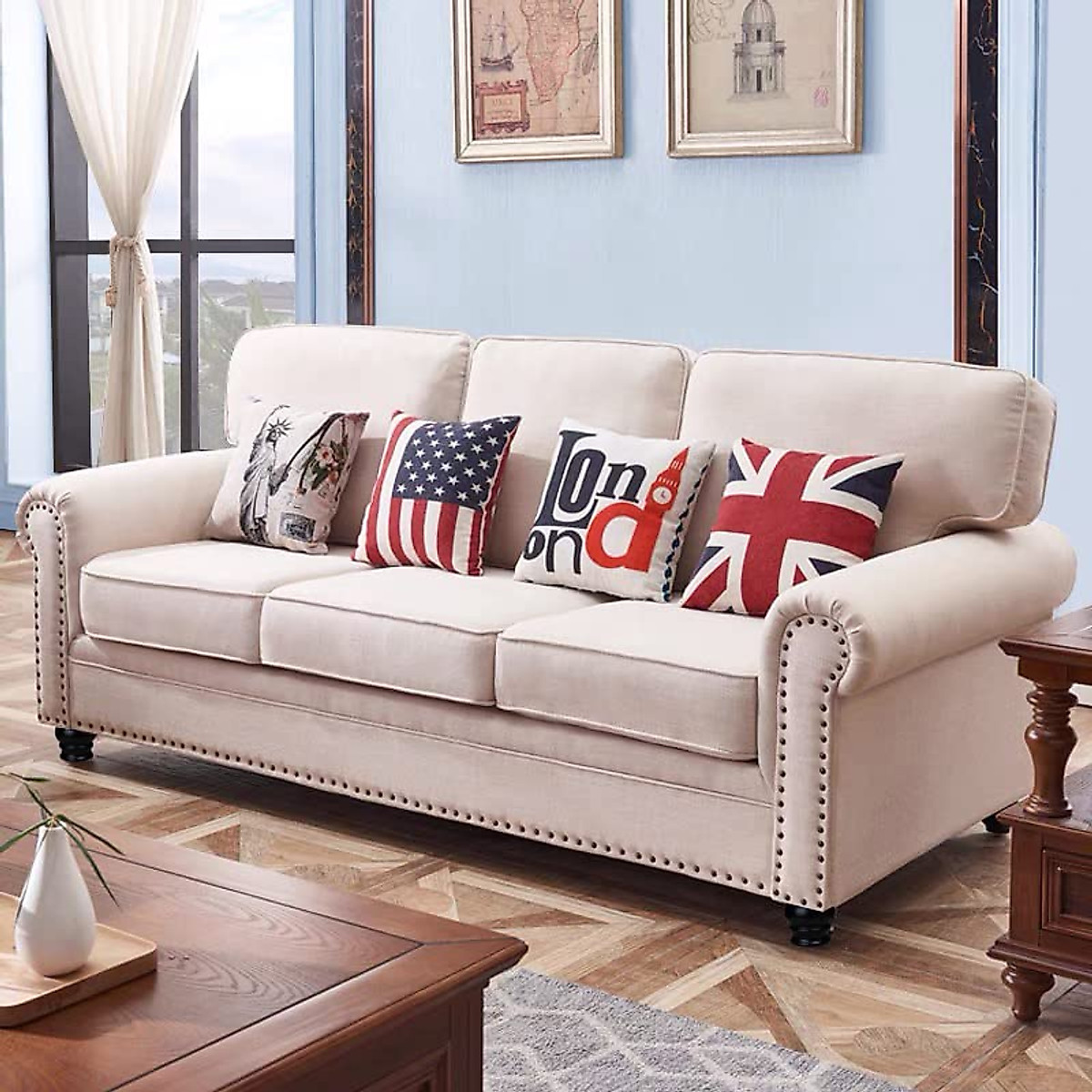 3 Inch Chunky Bun Feet Set of 4 Wood Legs for Furniture Replacement Wooden Black Feet for Sofa Couch Ottoman Screw in