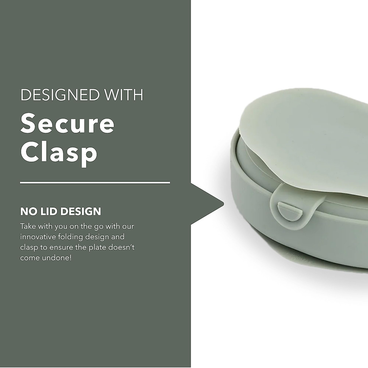 Miniware Silifold - Silicone Baby Plate - Compact & Foldable Baby Travel Essential to Promote Self-Feeding - Food Grade Silicone Baby Plates & Toddler Plates - BPA Free Baby Essentials (Sage)