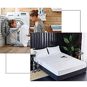 Fitted Crib Sheets Waterproof White Crib Toddler Mattress Protector Cover for Kids Baby Breathable Washable Bed Fitted Sheets Soft 8" Deep (Crib 28"x52")