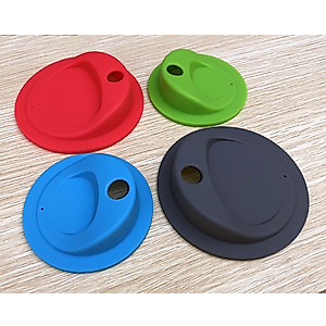 THINKCHANCES Reusable Food Grade and BPA Free Silicone Circulr Straw Hole Coffee Juice Drinking Sip Lid for Mason, Ball, Canning Jars (Wide Mouth, Grey) 6 Pack