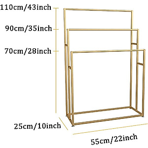 Floor Standing Towel Rack,3 Tier Freestanding Towel Holder,Metal Bathroom Towel Hanger Stand Alone,Towel Bar Stand Storage for Bathroom, Kitchen, Laundry Room, Bedroom(Color:White)