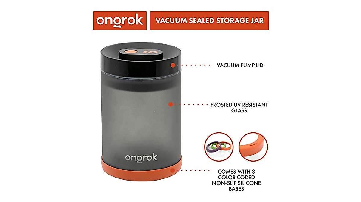 ONGROK 800ml Glass Storage Jar with Vacuum Pump Technology
