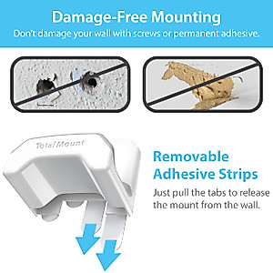 TotalMount Gaming Headset Hanger – Includes Removable Adhesive Strips for Easy, Damage-Free Wall, Desk, or PC Mounting (White Headphone Hook with Premium Silicone Cradle – One Pack)