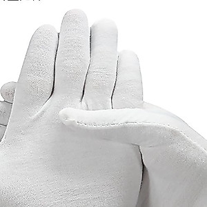 Cotton Gloves Hand Care Work Gloves Lint Free Gloves, Extra Large, White 5 Pairs