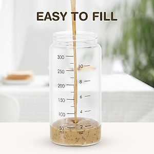 Vucchini Salad Dressing Mixer Bottle Salad Dressing Shaker Cruet Homemade Salad Dressing Container Glass Juice Storage,Pink, 10 oz