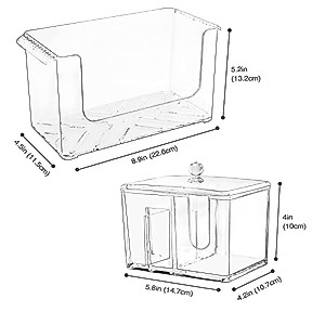 Lolalet (2 Pack) Qtip Holder Dispenser Makeup Organizer for Cotton Ball, Cotton Swab, Cotton Round Pads, Floss, Clear Plastic Bathroom Canister Storage Beauty Product Organization