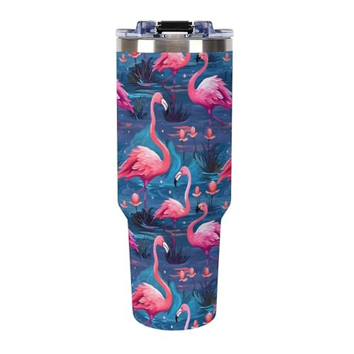 Flamingos 40 Oz Stainless Steel Cup Travel Tumbler with Handle and Straw Lightweight Coffee Mug for Home Office