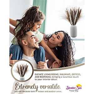 Spear SLENDERSUN Orchid Bouquet Dried Pampas Grass – Pack of 60 Pcs Tall Stems (17,7”) Soft & Fluffy Floral Bouquets Minimalist, Rustic, Luxury Home Garden Décor, White, Brown, Reed